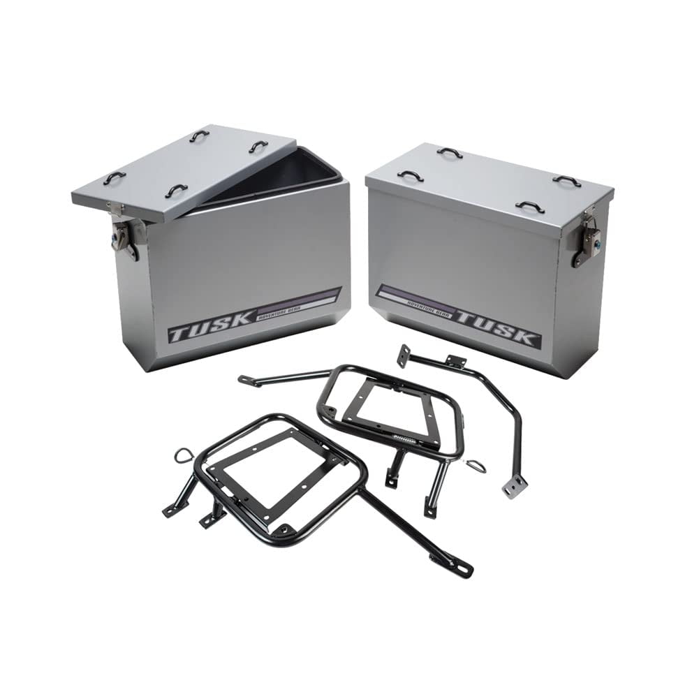 Tusk Aluminum Panniers with Pannier Racks V2 Large Silver For Suzuki ...