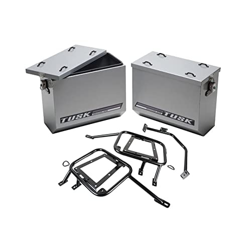 Tusk Aluminum Panniers with Pannier Racks V2 Large Silver for Tenere ...