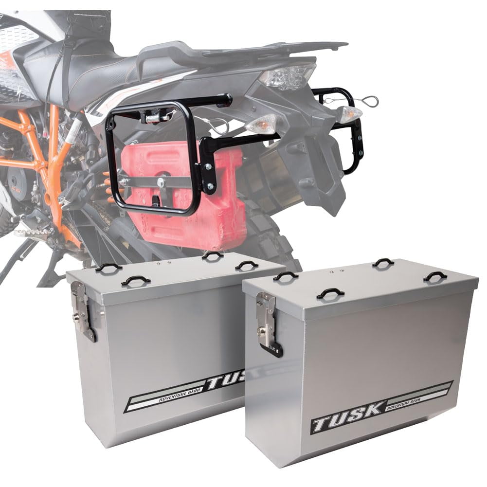 Tusk Aluminum Panniers with Pannier Racks V2 Medium Silver For KTM 1190 ...