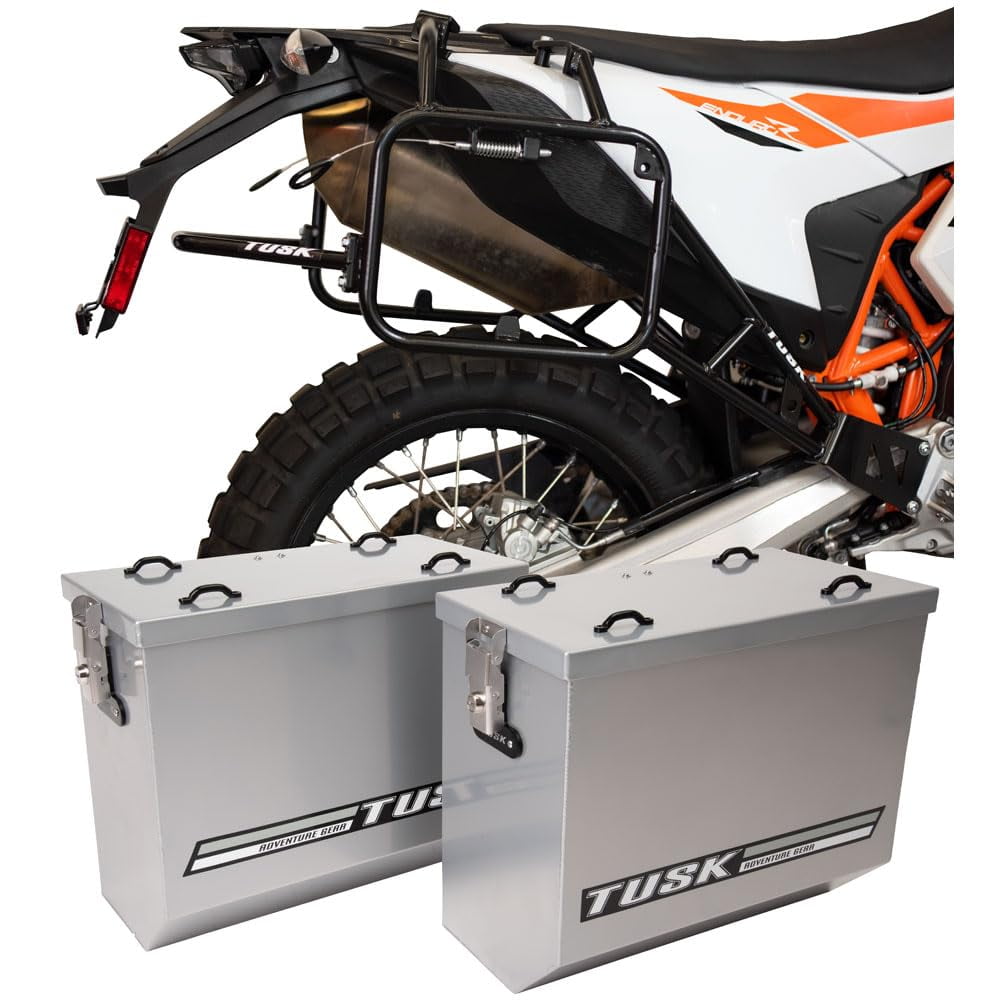 Tusk Aluminum Panniers with Pannier Racks V2 Medium Silver For KTM 690 ...