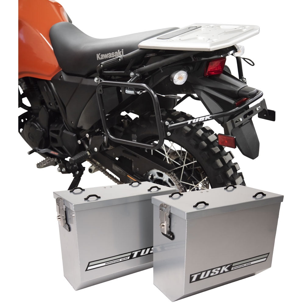 Tusk Aluminum Panniers with Pannier Racks V2 Large Silver For Honda ...