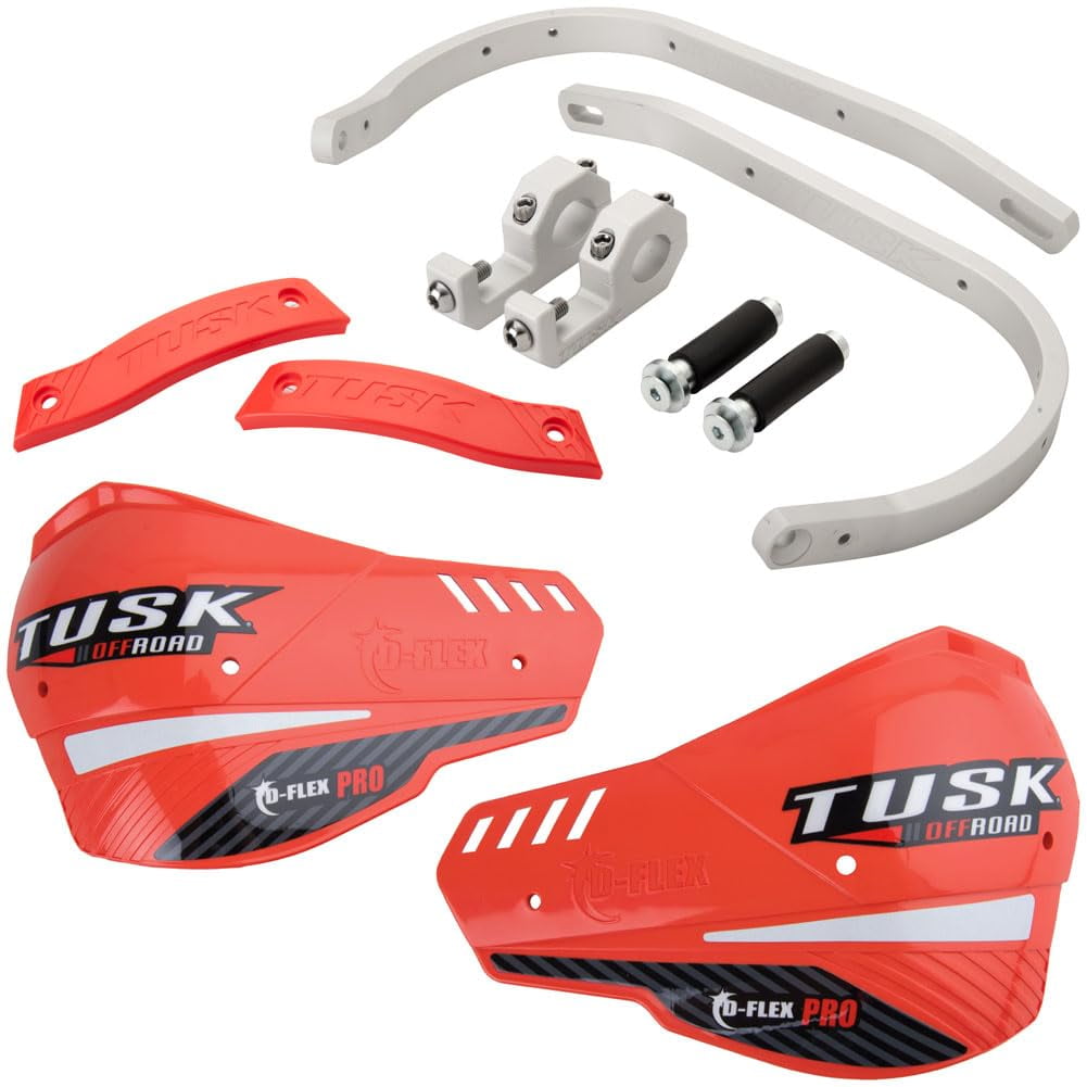 Tusk D-Flex Pro Adventure Handguards Silver Bar/Red Plastics 1 1/8 ...