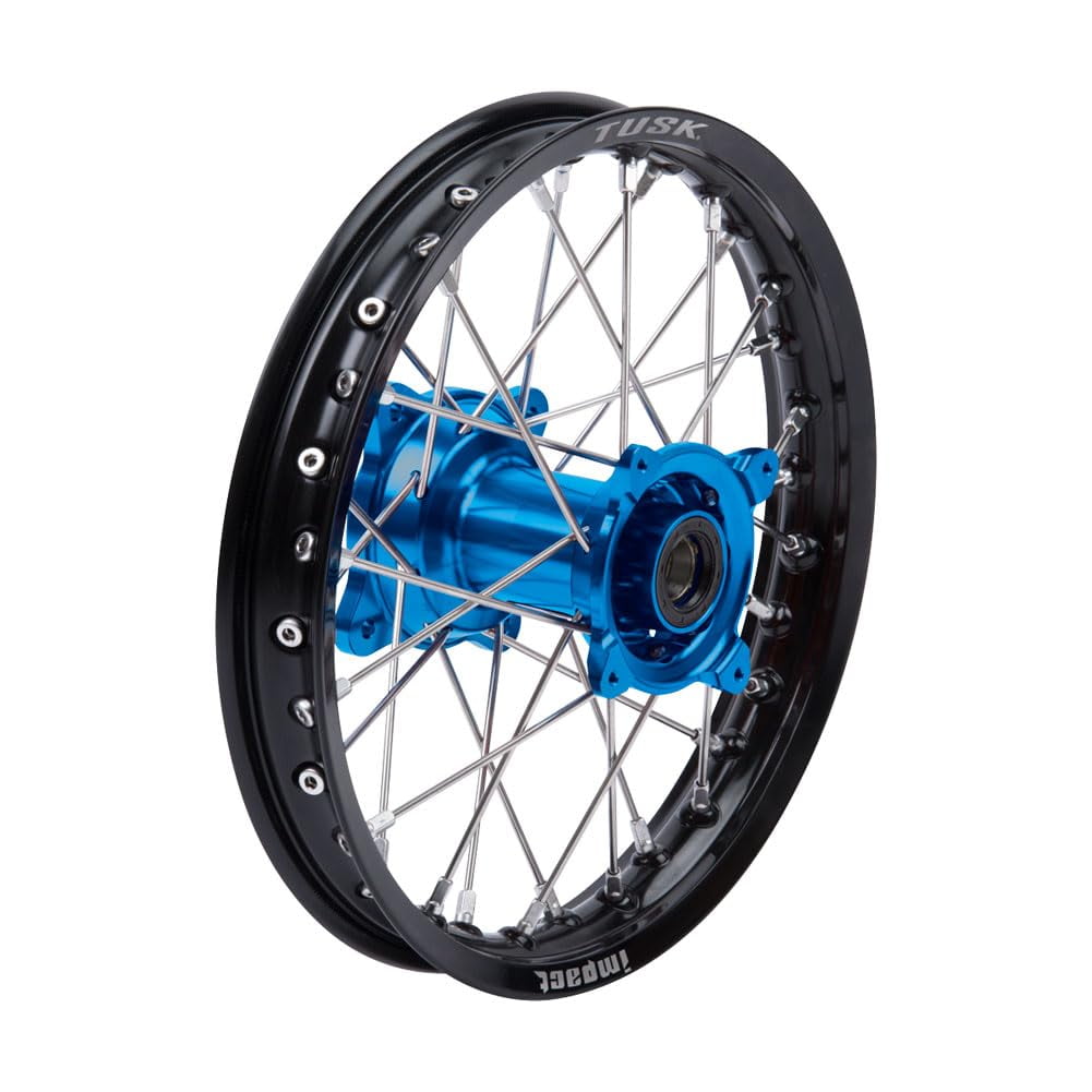 Tusk Impact Complete Wheel - Rear 14 X 1.60 Black Rim/Silver Spoke/Blue ...