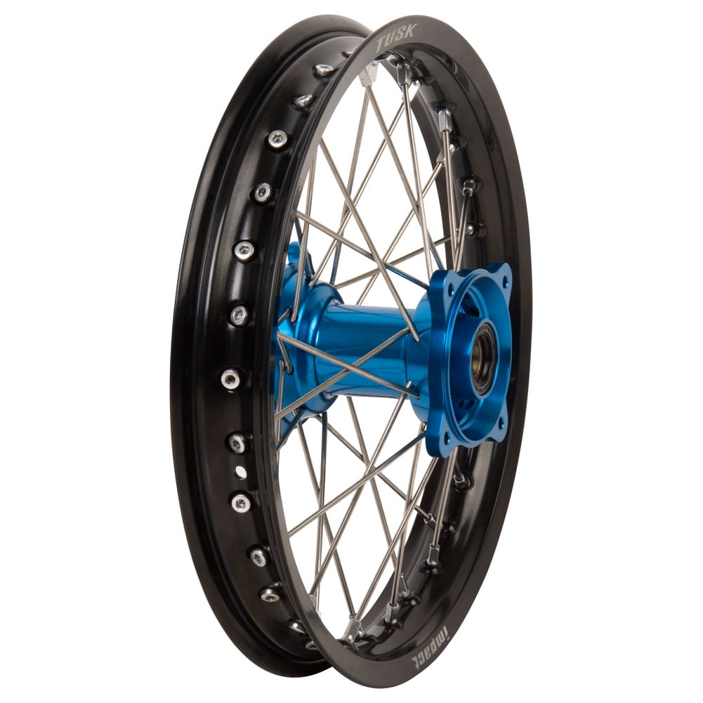 Tusk Impact Complete Wheel - Rear 16 x 1.85 Black Rim/Silver Spoke/Blue ...