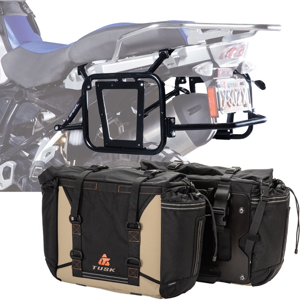 Tusk Pannier Racks With Olympus Pannier Bags Black/Tan - Walmart.com