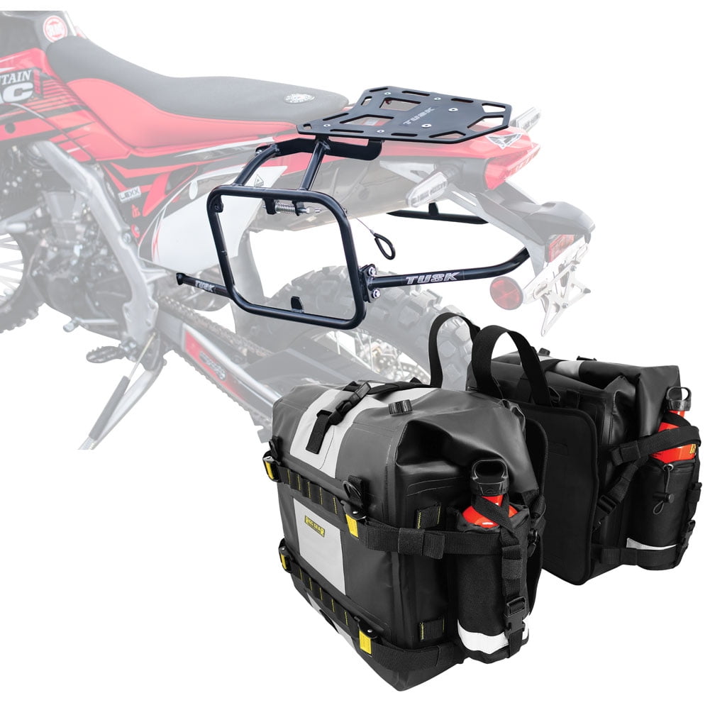 Tusk Pannier Racks with Nelson Rigg Hurricane Dry Saddlebags Black For ...