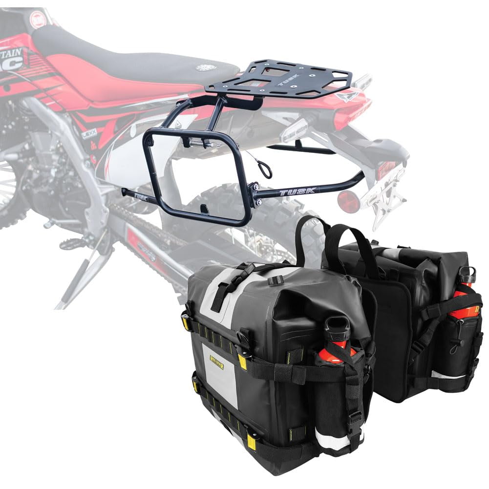 Tusk Pannier Racks with Nelson Rigg Hurricane Dry Saddlebags Black ...