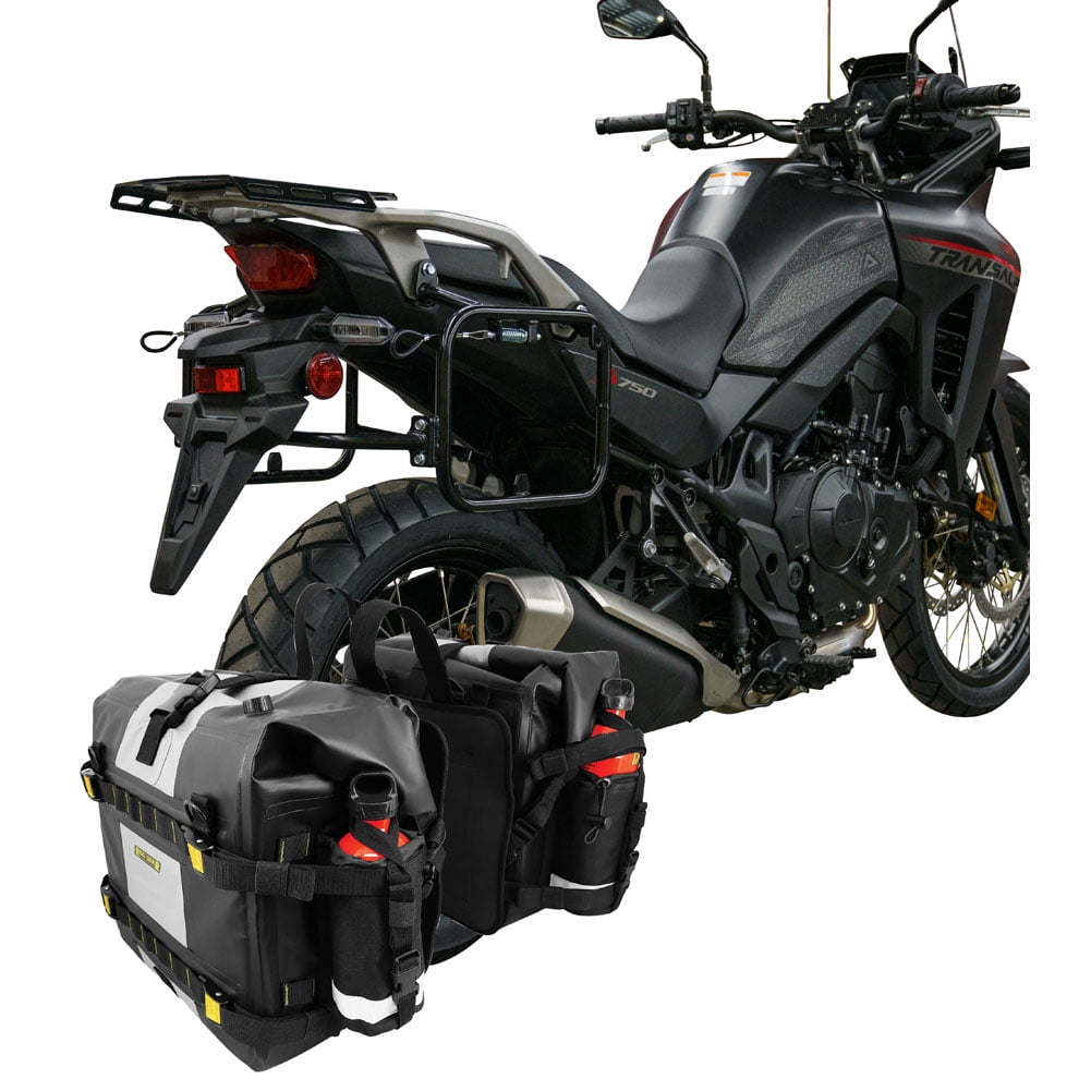Tusk Pannier Racks with Nelson Rigg Hurricane Dry Saddlebags Black ...
