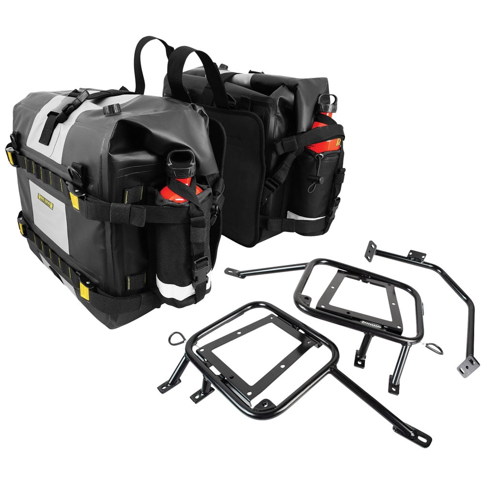 Tusk Pannier Racks with Nelson Rigg Hurricane Dry Saddlebags Black For ...