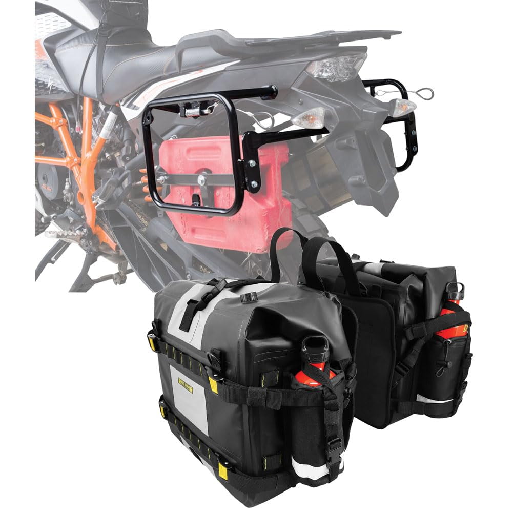 TUSK Pannier Racks with Nelson Rigg Hurricane Dry Saddlebags Black for ...