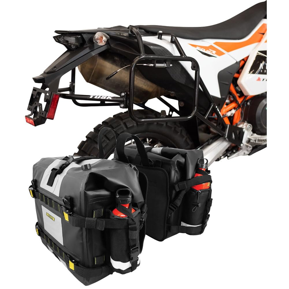 Tusk Pannier Racks with Nelson Rigg Hurricane Dry Saddlebags Black For ...