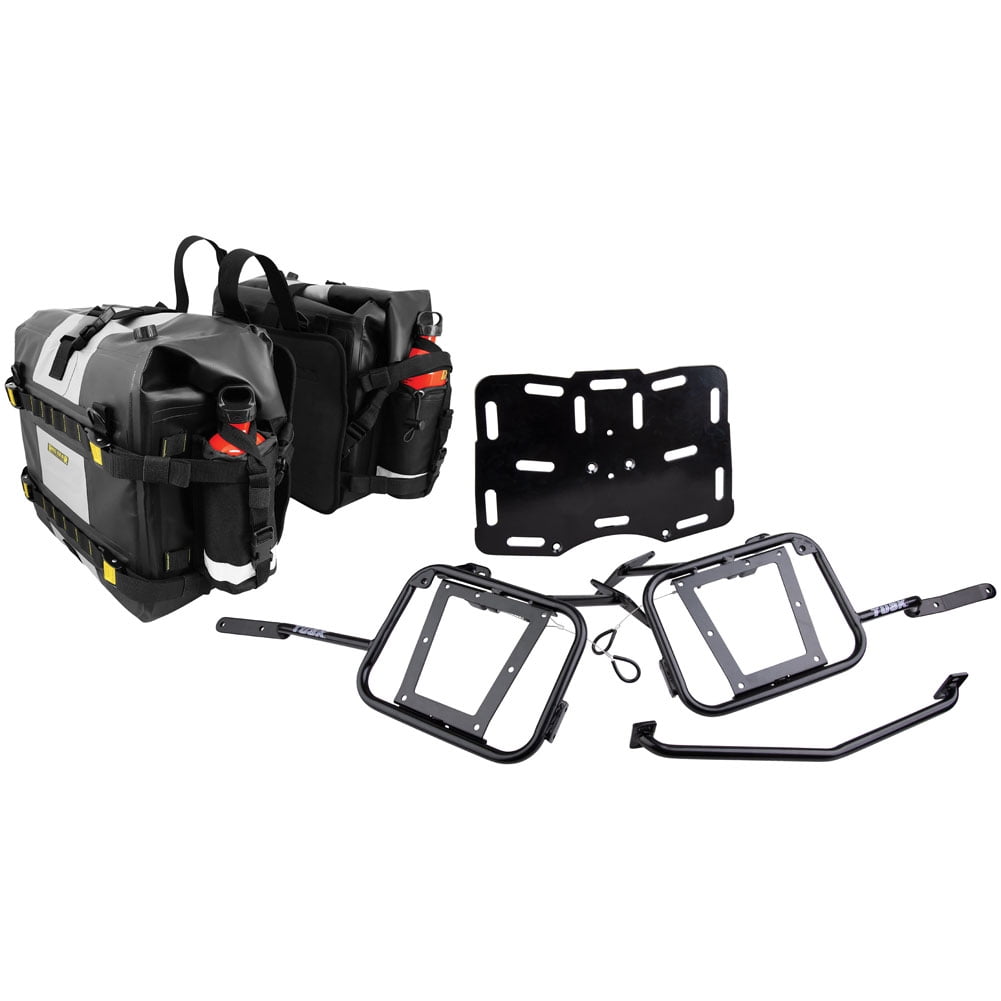 Tusk Pannier Racks with Nelson Rigg Hurricane Dry Saddlebags Black For ...