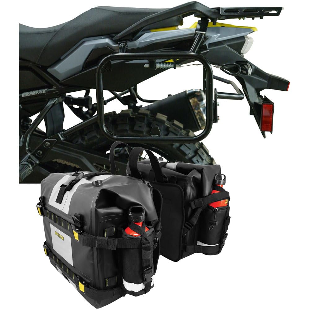 TUSK Pannier Racks with Nelson Rigg Hurricane Dry Saddlebags Black for ...