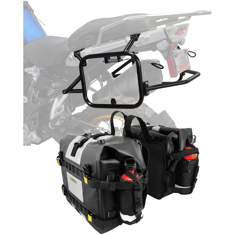 Tusk Pannier Racks with Nelson Rigg Hurricane Dry Saddlebags Black ...