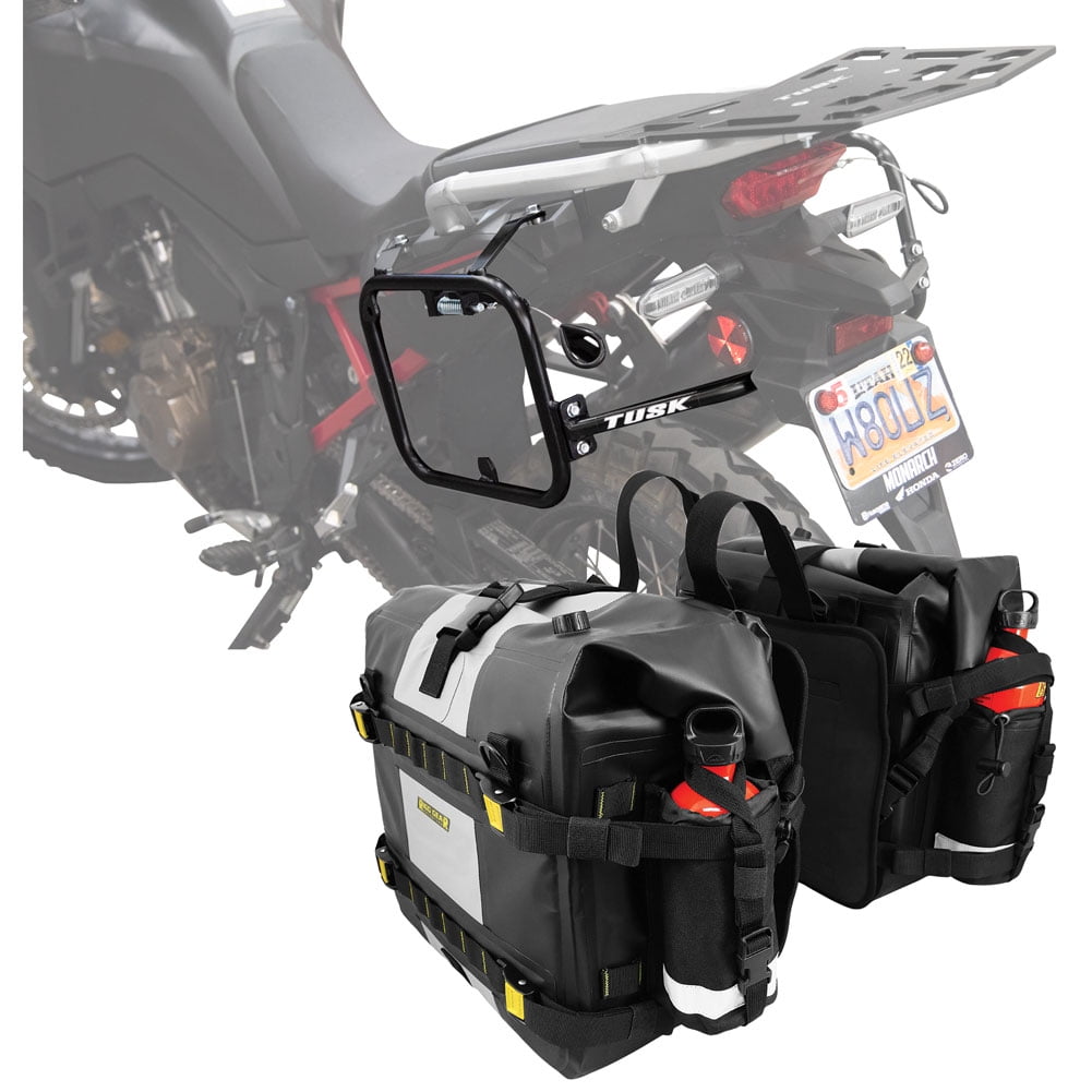 Tusk Pannier Racks with Nelson Rigg Hurricane Dry Saddlebags Black ...