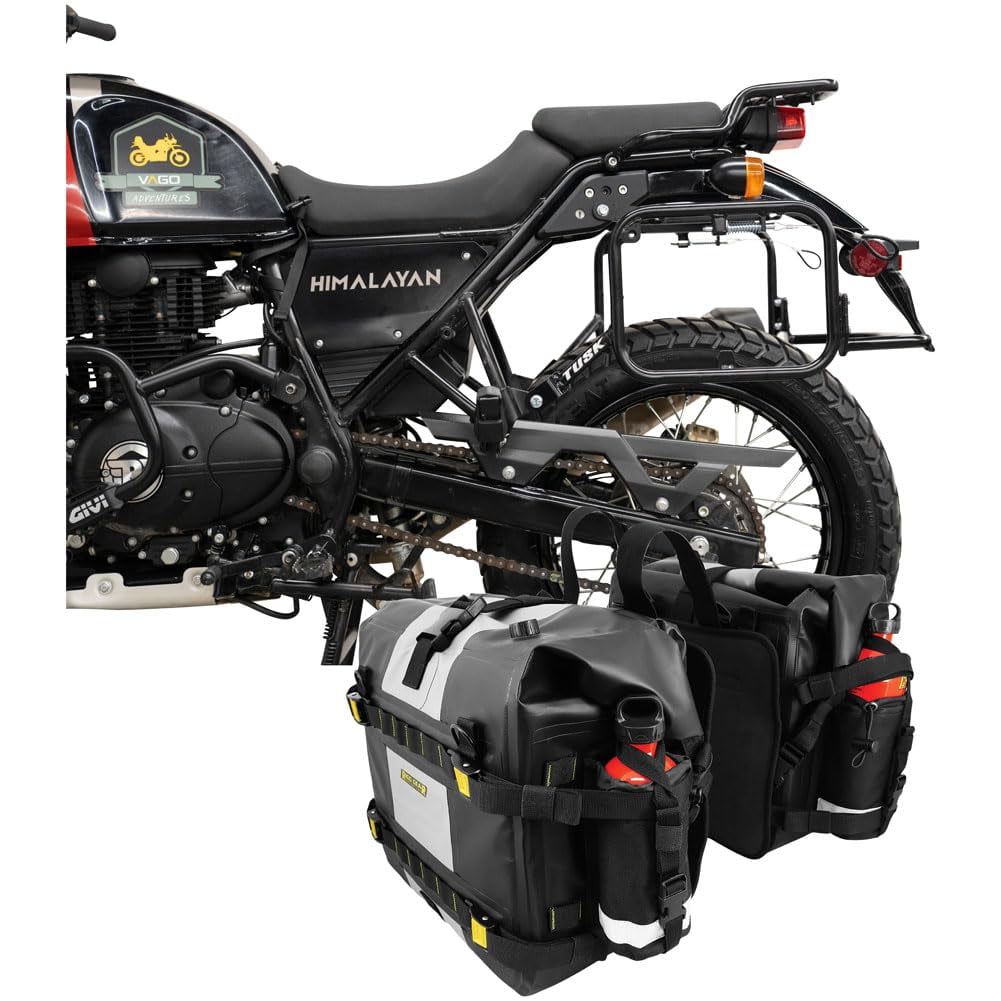 Tusk Pannier Racks with Nelson Rigg Hurricane Dry Saddlebags Black ...