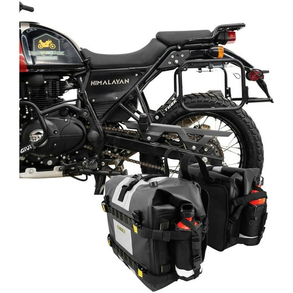 Tusk Pannier Racks with Nelson Rigg Hurricane Dry Saddlebags Black ...