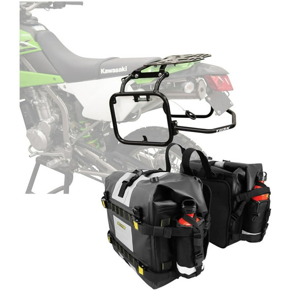 Tusk Pannier Racks with Nelson Rigg Hurricane Dry Saddlebags with Top ...
