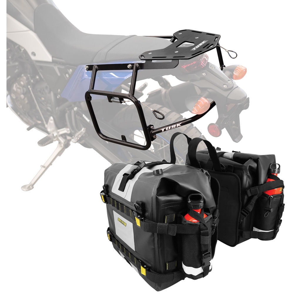 Tusk Pannier Racks with Nelson Rigg Hurricane Dry Saddlebags with Top ...