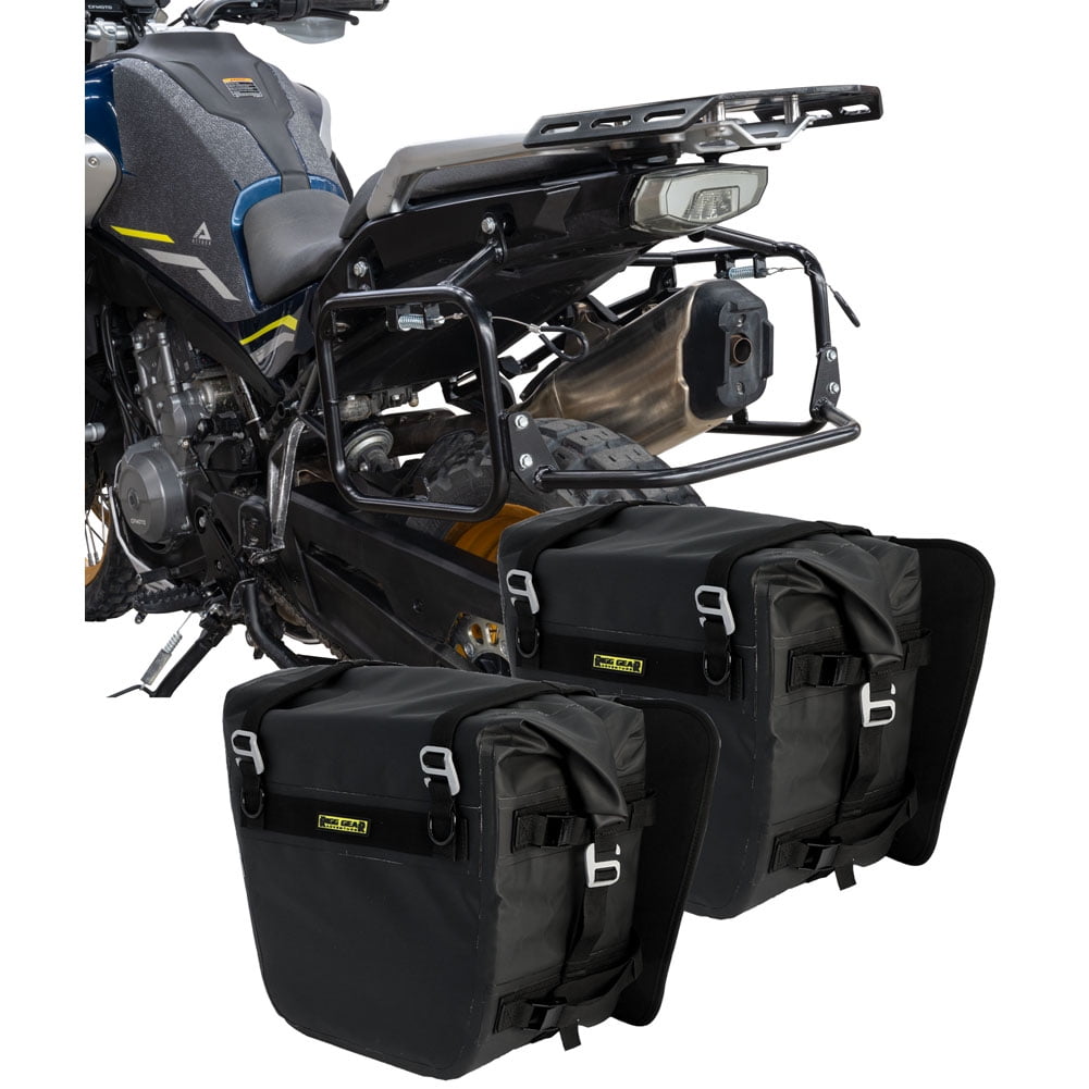 Tusk Pannier Racks with Nelson Rigg Sierra Dry Saddlebags Black For ...