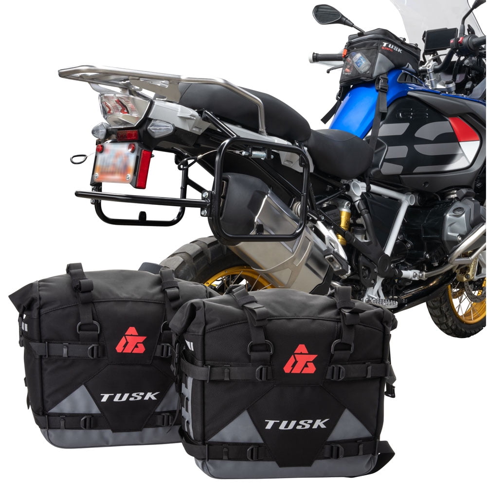 Tusk Pannier Racks with Tusk Pilot Pannier Bags and Bottle Holders ...