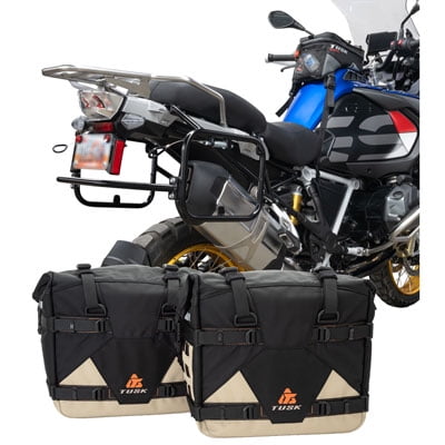 Tusk Pannier Racks with Tusk Pilot Pannier Bags and Bottle Holders ...