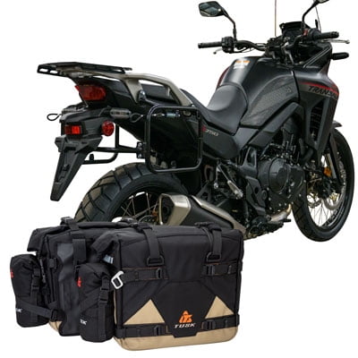 Tusk Pannier Racks with Tusk Pilot Pannier Bags and Bottle Holders ...
