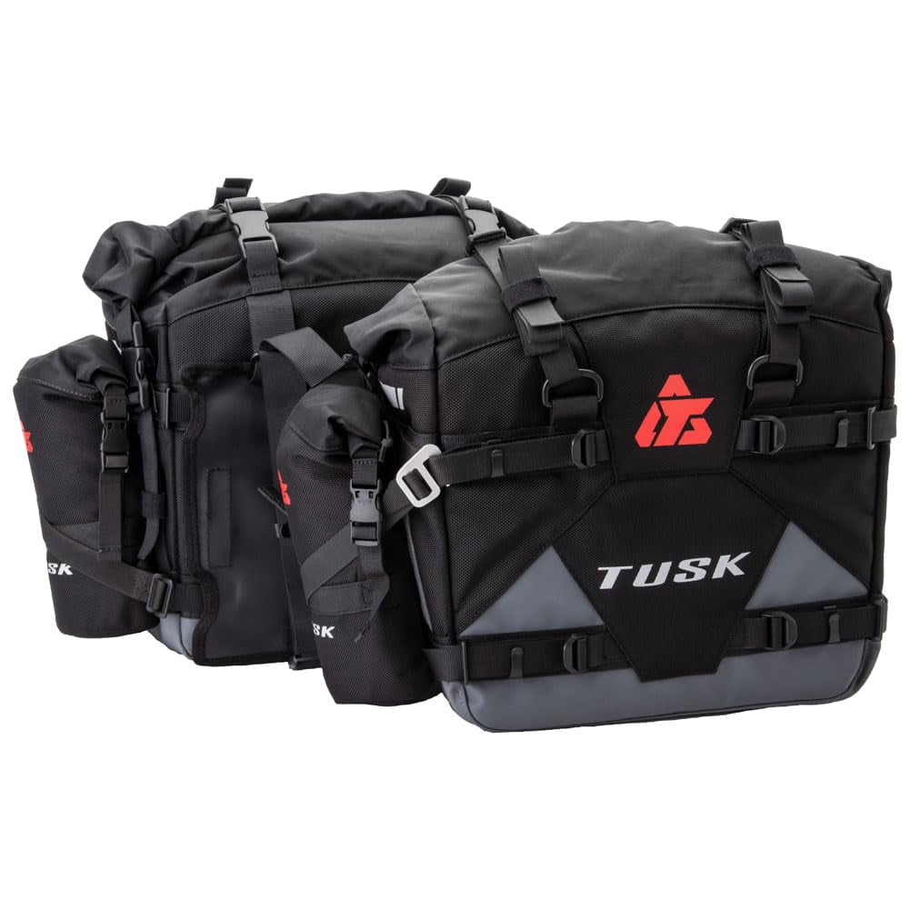 Tusk Pannier Racks with Tusk Pilot Pannier Bags and Bottle Holders For ...