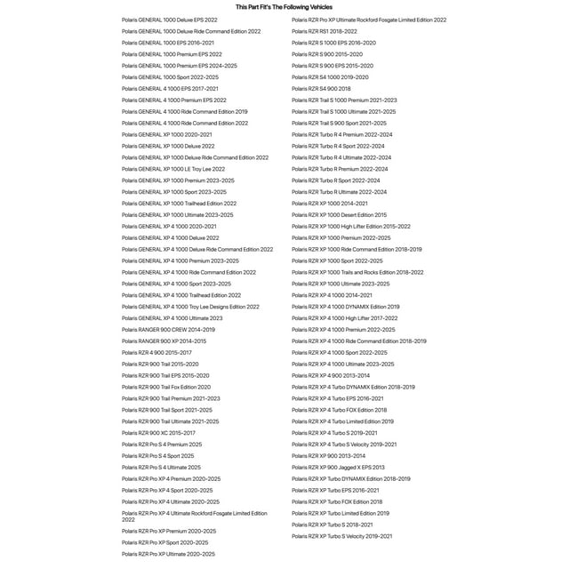 Tusk Starter For Polaris Rzr Pro Xp 4 Ultimate Rockford Fosgate Limited ...