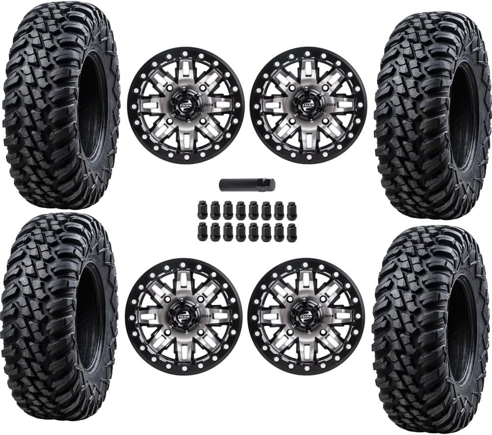 Tusk Terrabite Tires on Teton Machined/Black Wheels with Lug Nuts 32x10 ...