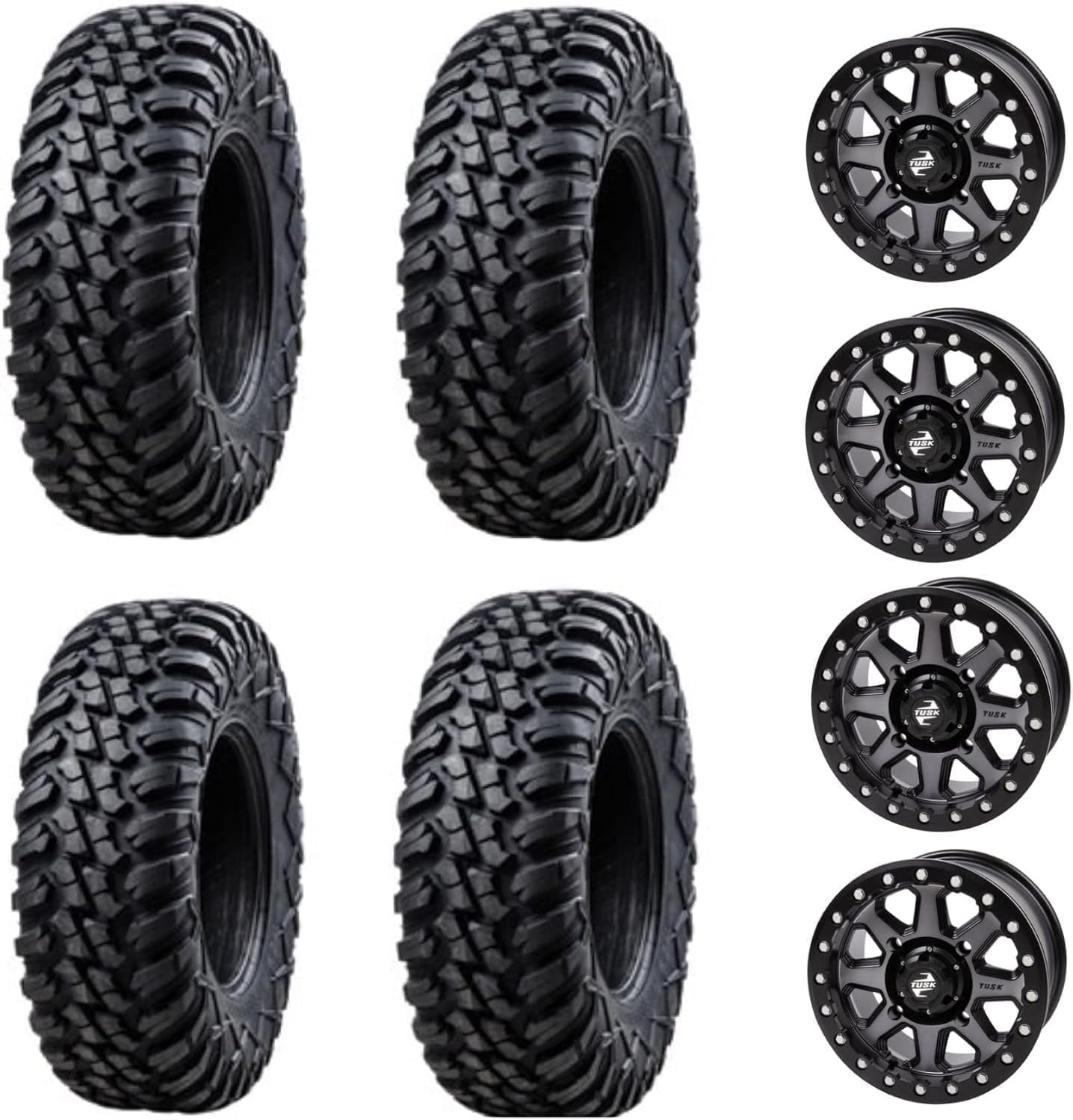 Tusk Terrabite Tires on Uinta Gun Metal/Black Wheels with Lug Nuts ...