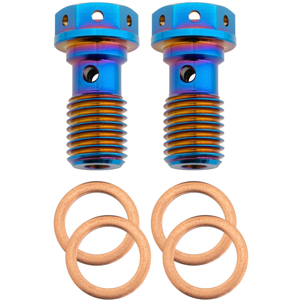 Tusk Titanium Banjo Bolt Kit Burnt Blue M10x1.25 For Yamaha YZ450F ...