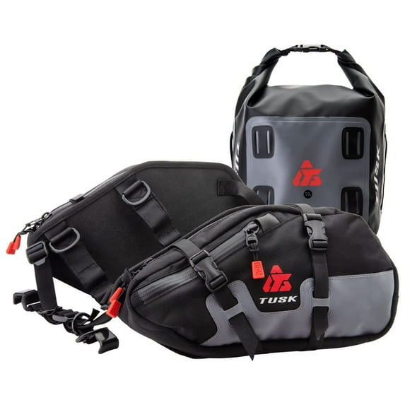 Tusk Traverse Pannier Bags w/X-Small Dry Duffel Tail Bag Black/Grey ...