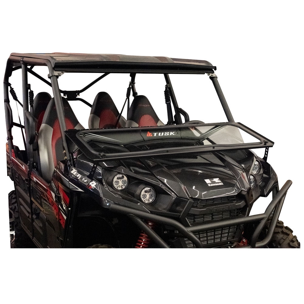 Tusk UTV Folding Glass Windshield with Windshield Wiper For Kawasaki ...