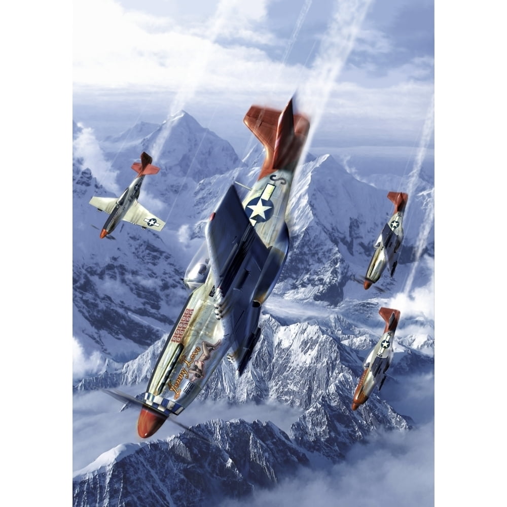 Tuskegee airmen flying near the Alps in their P-51 Mustangs Poster ...