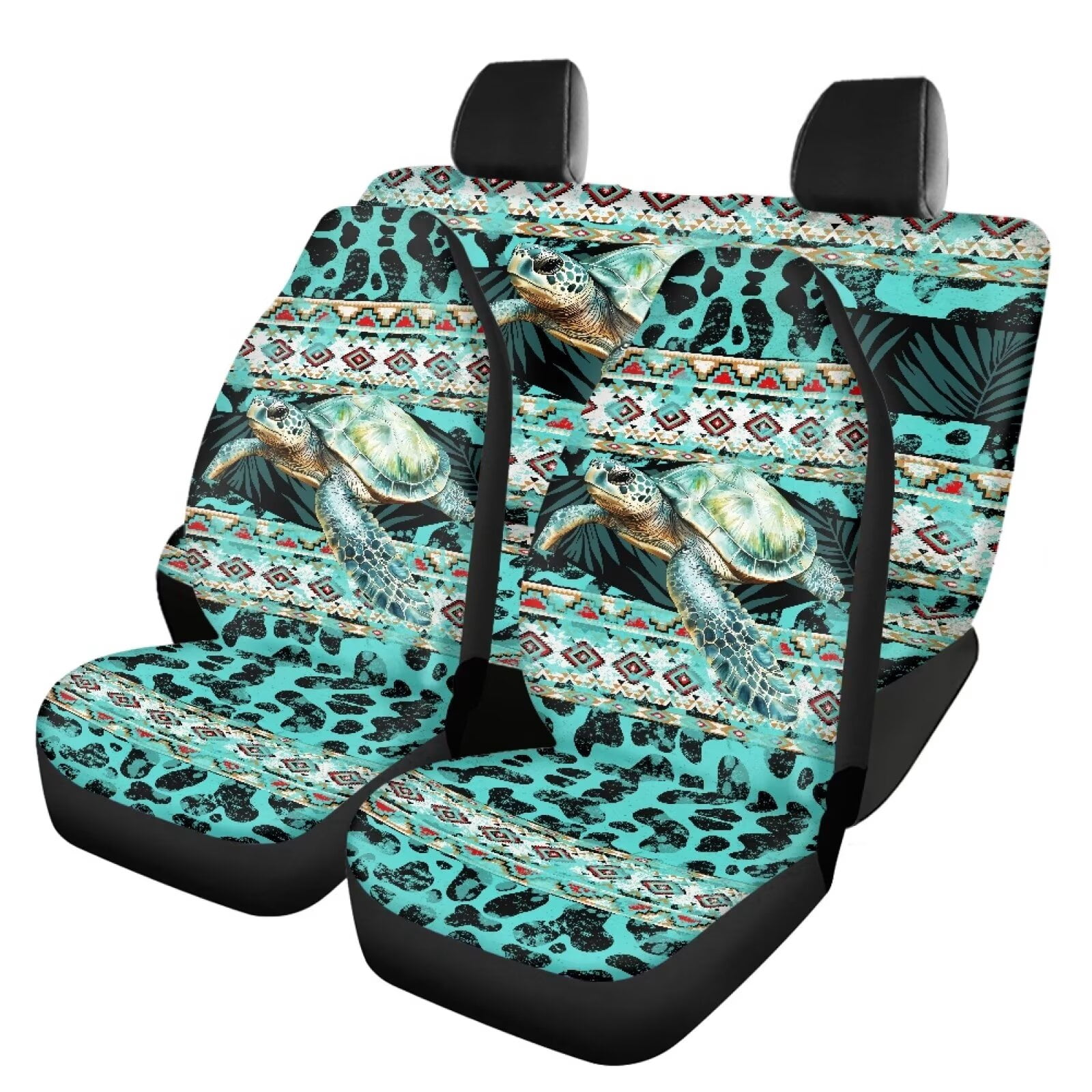 Tutolipy 4 Pcs Car Front/Rear Seat Cover Full Set, Sea Turtle Flower ...