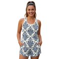 Tutolipy Bathing Suit, Blue Damask Pattern Two Piece Swimsuit Removable ...