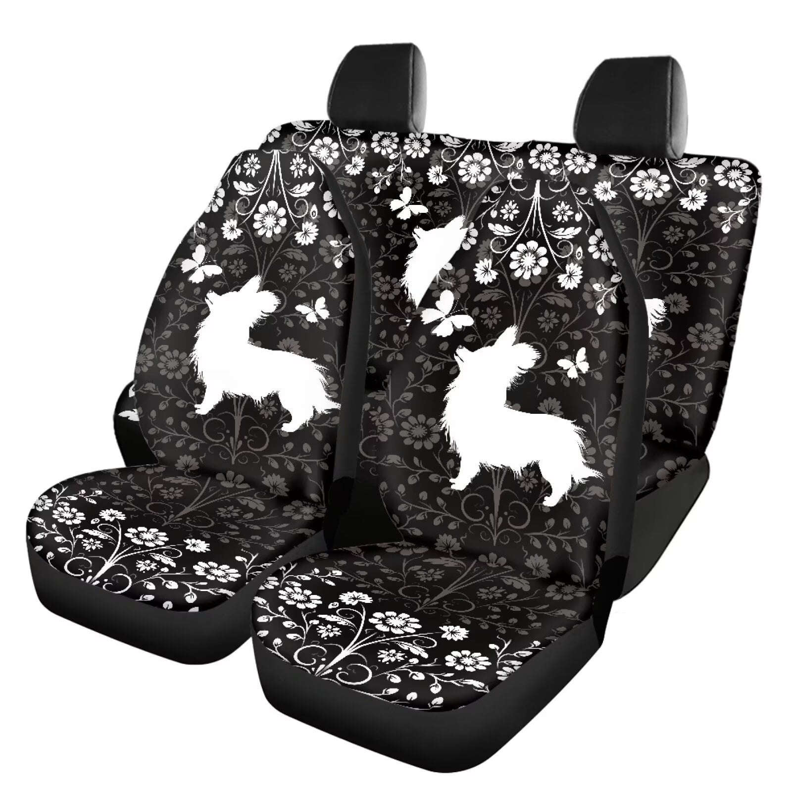 Tutolipy Papillon Butterfly Flower Print Car Seat Covers Full Set, 4 ...