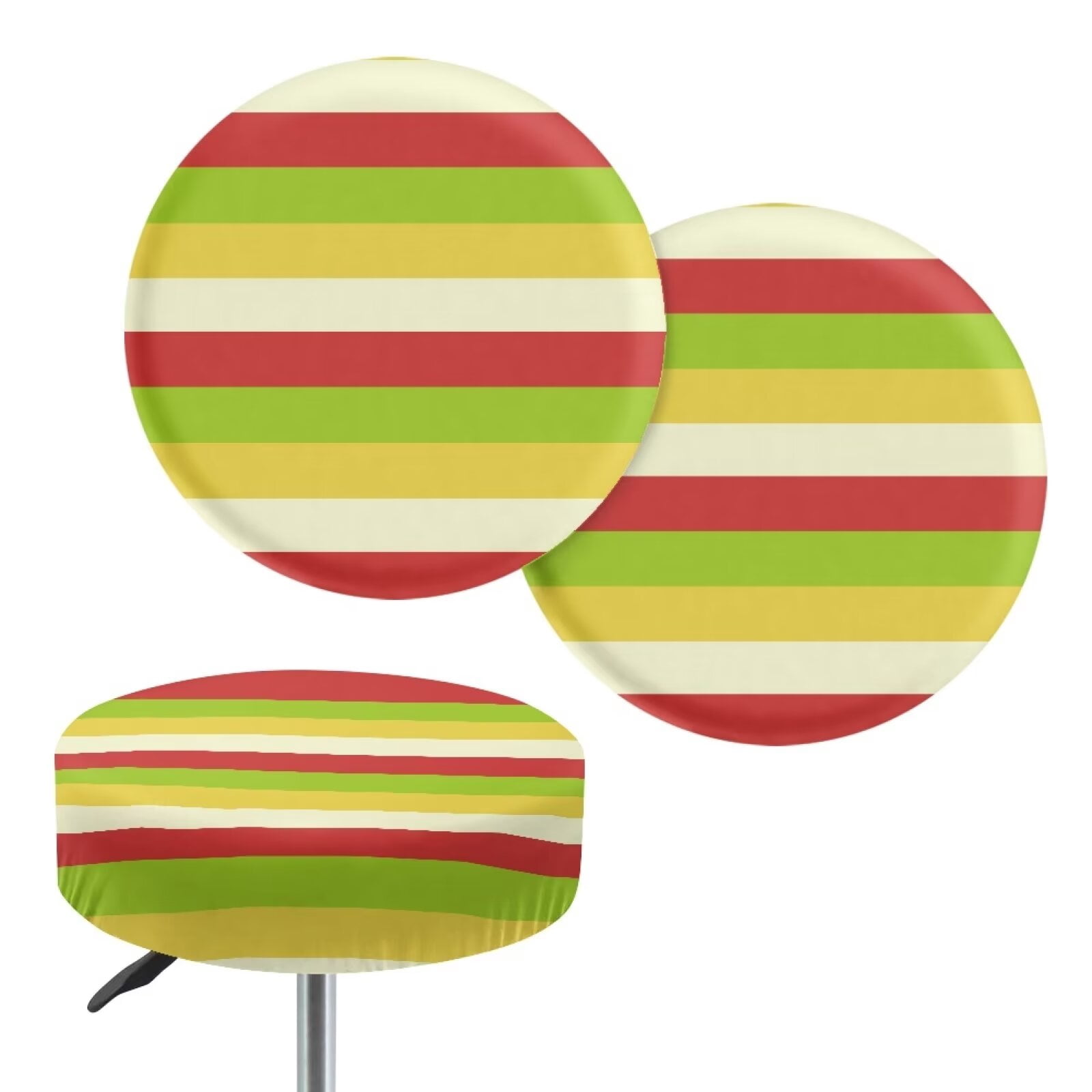 Tutolipy Stripe Print Bar Stool Covers Round, 2 Pcs Stool Slipcovers ...