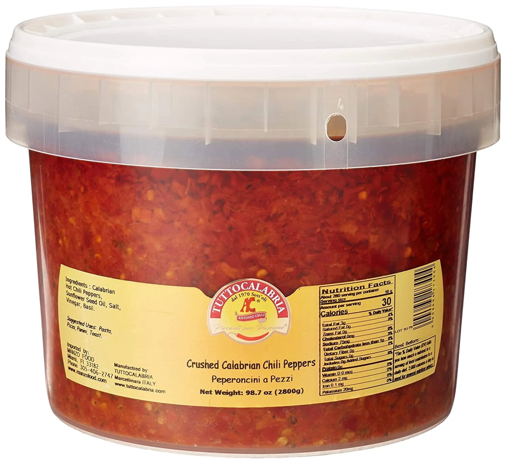 Tutto Calabria, Crushed Hot Chili Peppers, Restaurant Size, 98.7 oz ...
