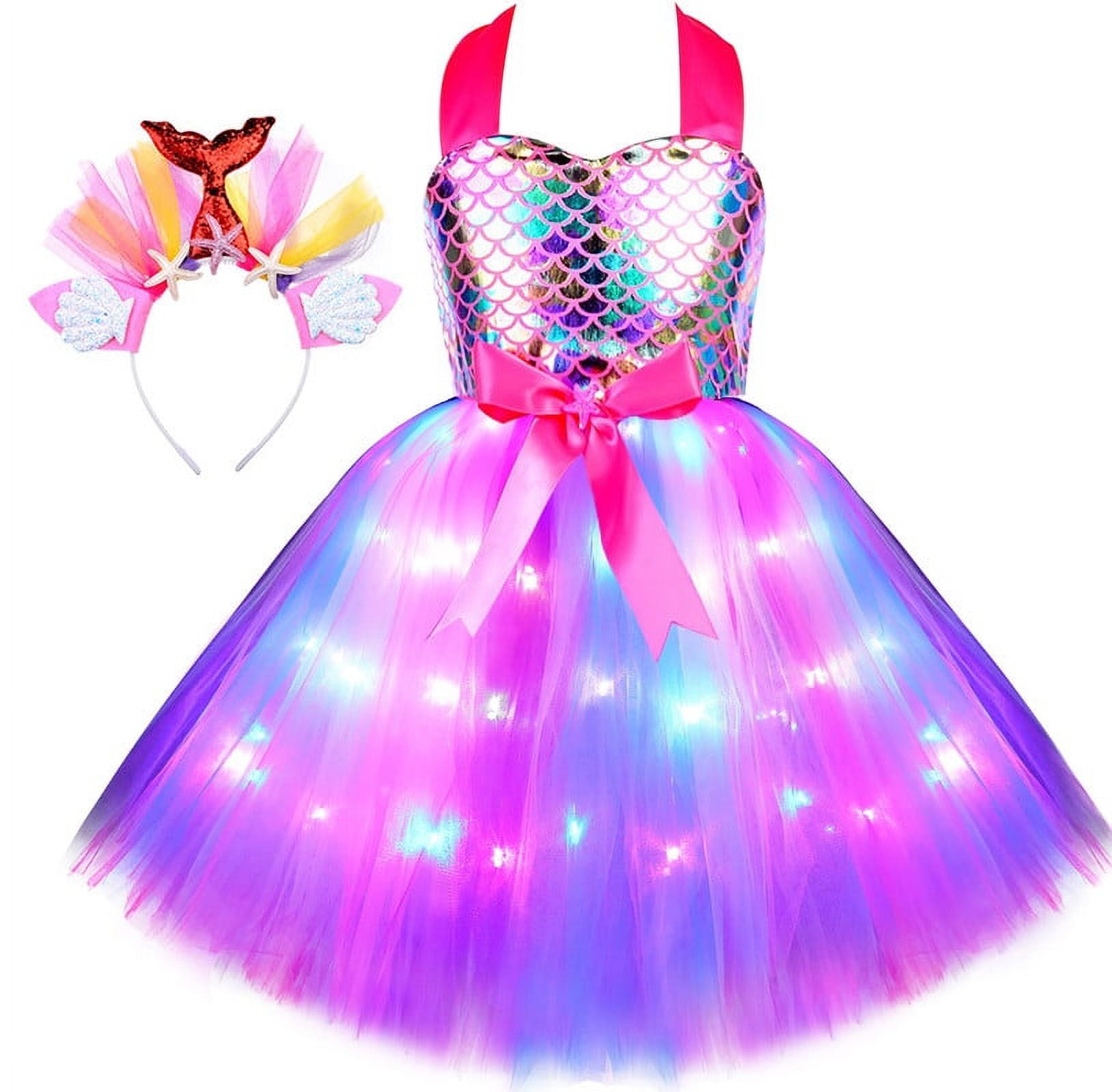 Tutu Dreams Mermaid Costume Princess Tutu Dress LED Light Up Birthday ...