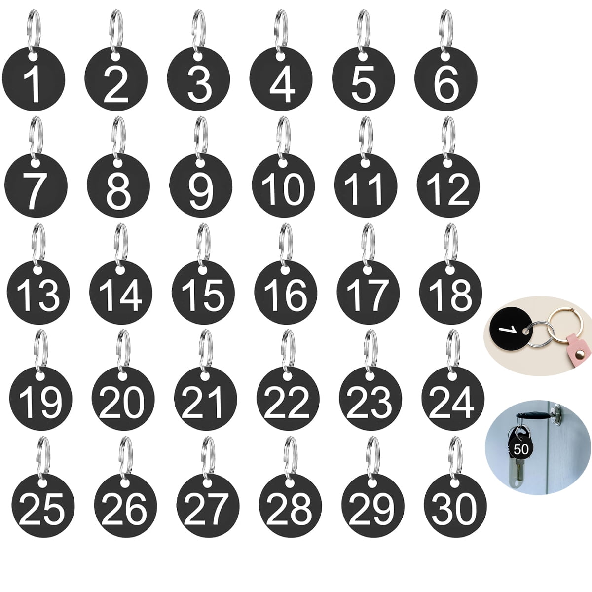 Tutuviw 1-30 Number Tags with Metal Rings,Plastic Key Tags,Plastic ID ...
