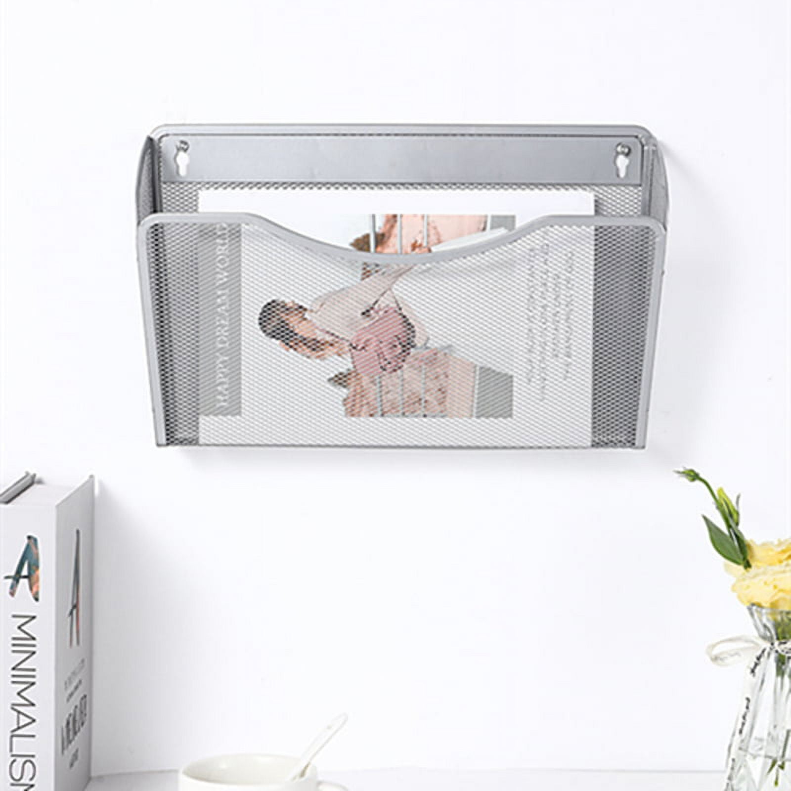 Tutuviw 1 Pack Mesh Wall Mounted File Holder Metal Wall File Pocket ...