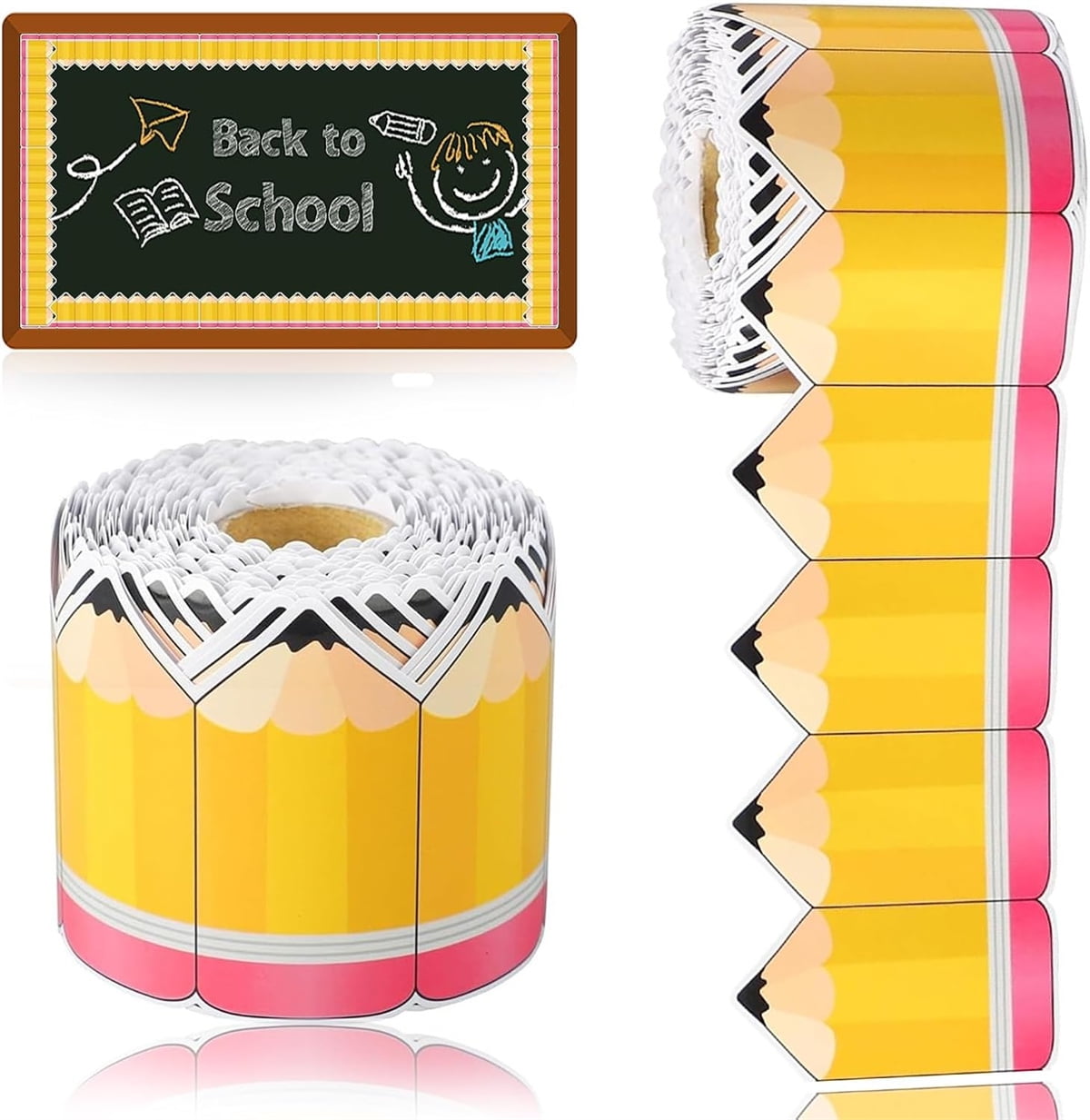 Tutuviw 1 Roll Bulletin Board Borders,59 ft Pencil Paper Die Cut ...