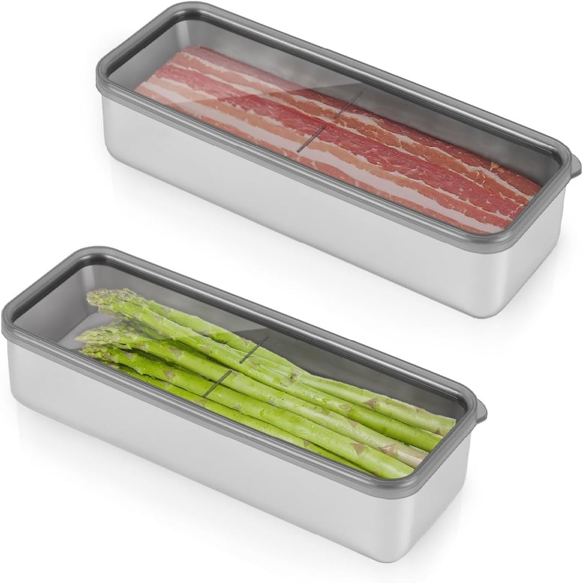 Tutuviw 10.4x3.9x2In Stackable Food Storage Boxes,Reusable Bacon ...