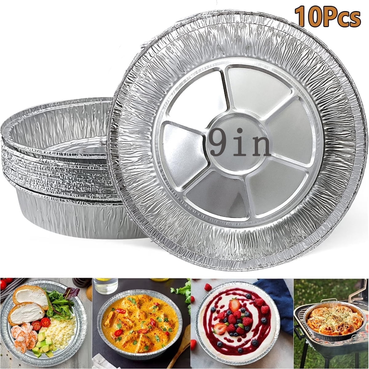 Artrylin 10 Pack 9inch Round Aluminum Foil Pans, Pie Pans, Heavy Duty ...