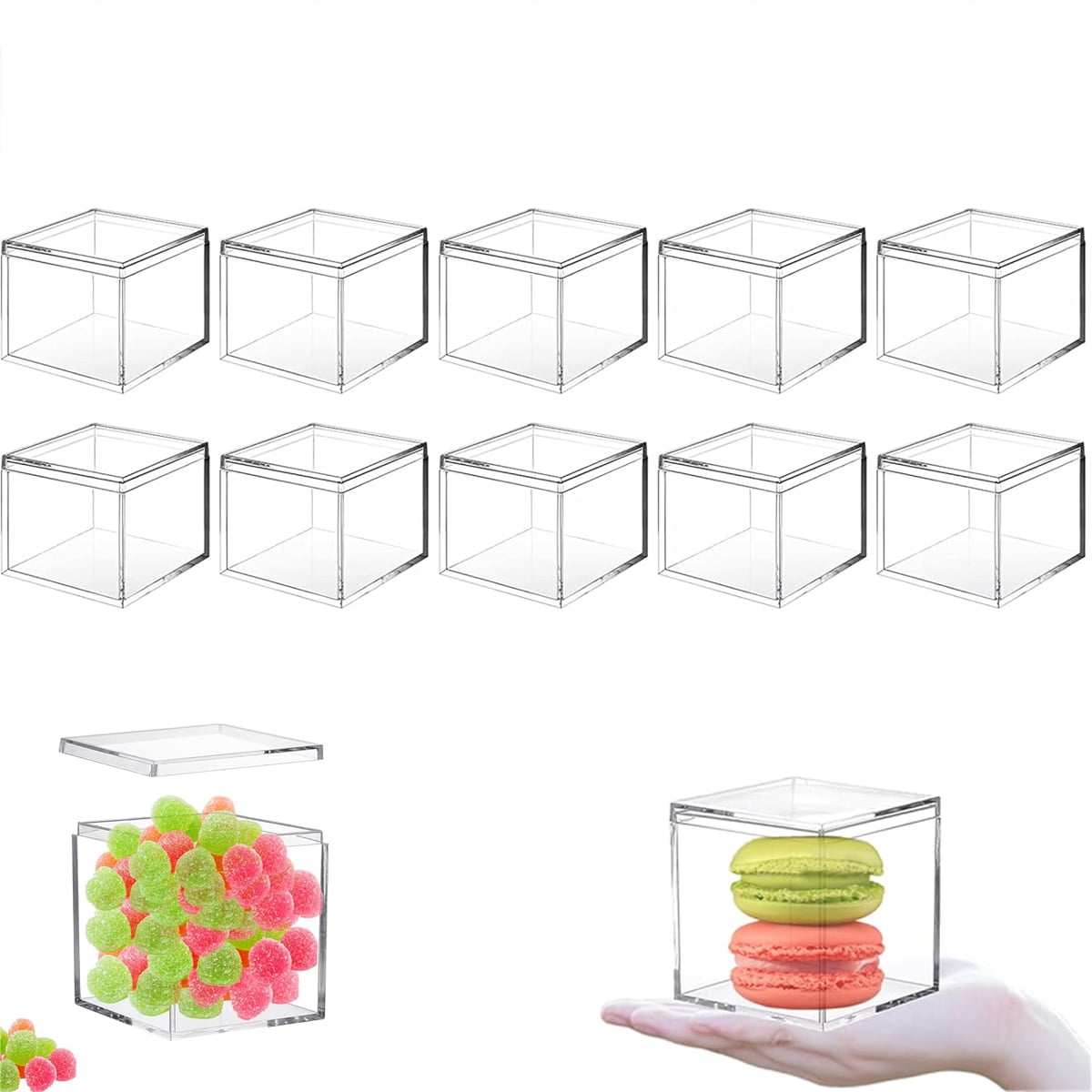 Tutuviw 10 Pcs Acrylic Box Clear Small Acrylic Box with Lids, Display ...