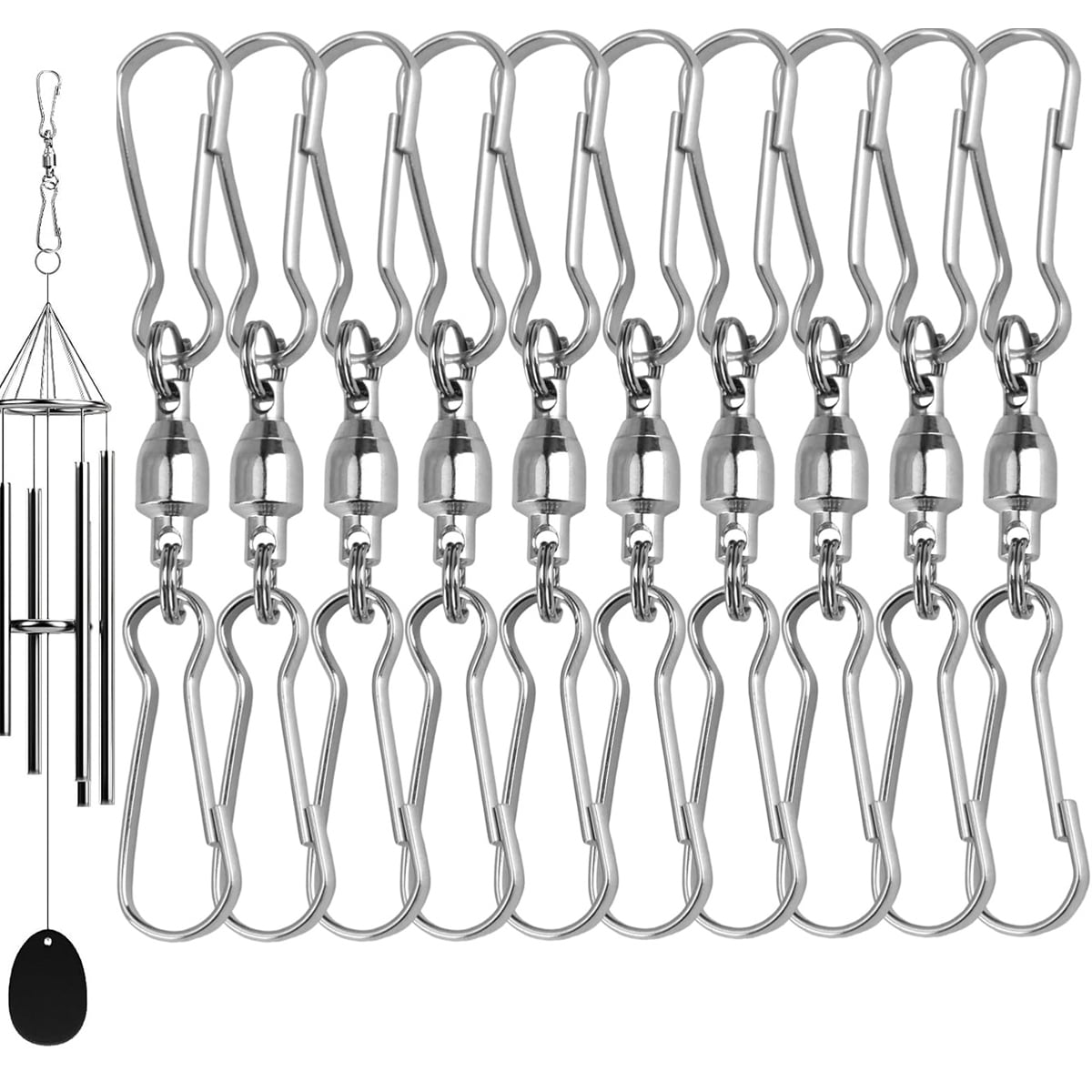 Tutuviw 10 Pcs Spinning Dual Clip Swivel Hooks,3.1" Length Stainless ...