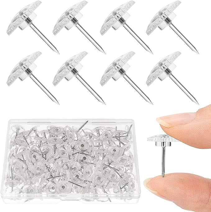 Tutuviw 100 PCS Clear Push Pins, Plastic Thumb Tacks for Wall, Wall ...