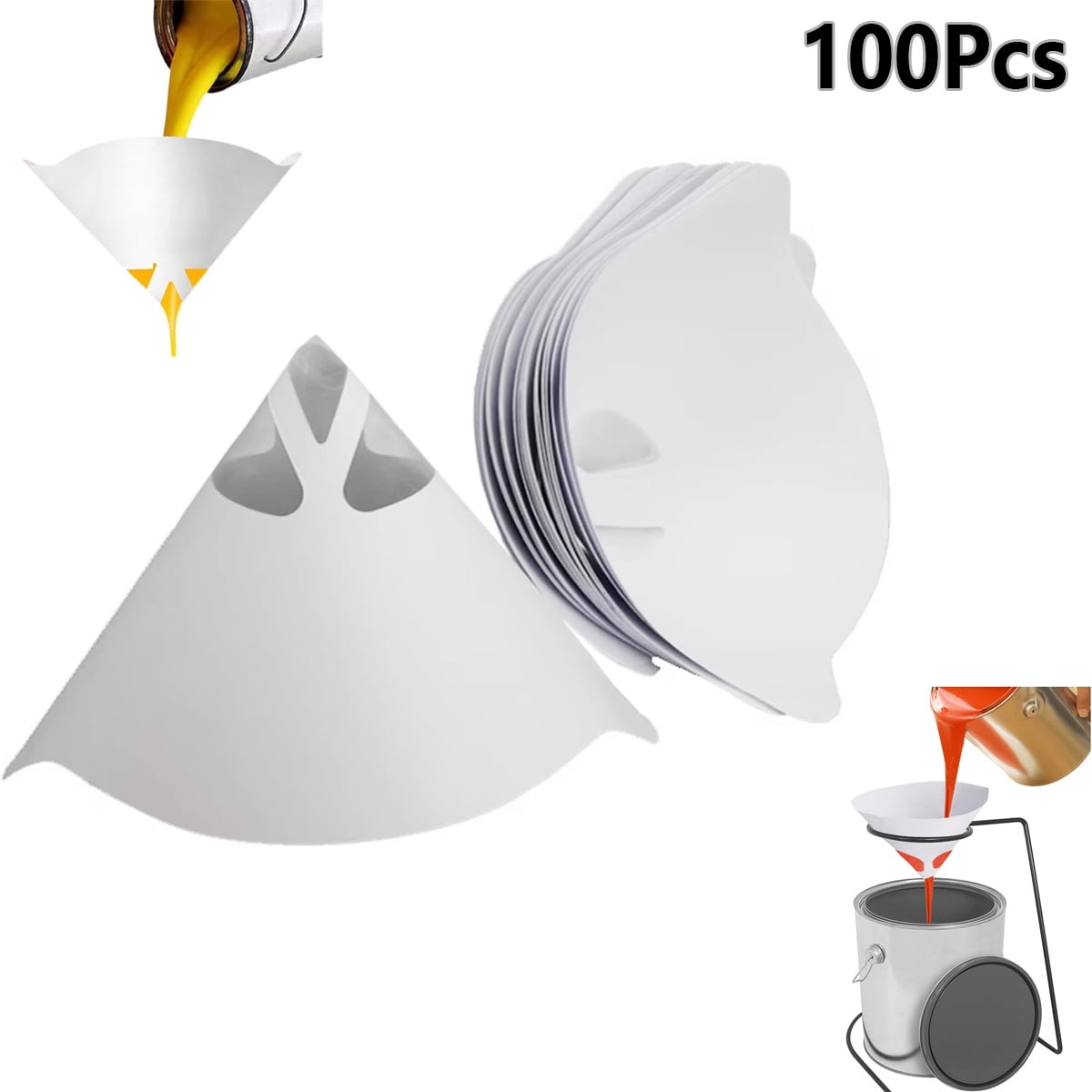 Tutuviw 100 Packs Paint Strainers, Cone Shaped Paint Filters with 100 ...